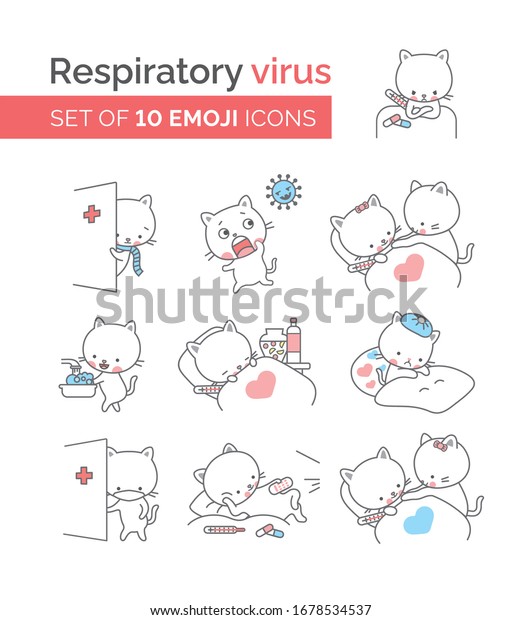 Set 10 Respiratory Virus Emojis Icons: เวกเตอร์สต็อก (ปลอดค่าลิขสิทธิ์ ...