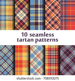 Set 10 Seamless Tartan Pattern: vector de stock (libre de regalías ...