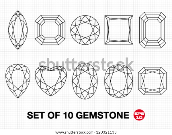 Set 10 Vector Gemstones On Graph Stock Vector (Royalty Free) 120321133 ...