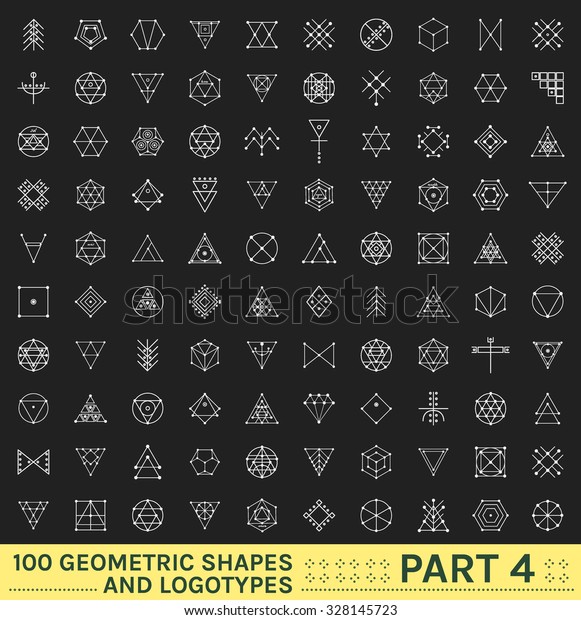 Set 100 Geometric Shapes Trendy Hipster Stock Vector (Royalty Free ...