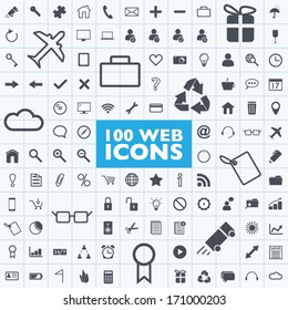 Set 100 Grey Web Internet Office Stock Vector (Royalty Free) 171000203 ...