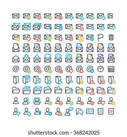 Set 100 Mail Icons Operations Documents Stock Vector (Royalty Free ...