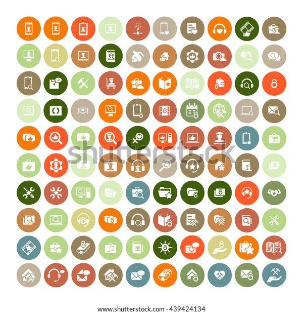 Set 100 Universal Icons Simple Flat 스톡 벡터(로열티 프리) 439424134 | Shutterstock