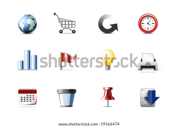 Set 12 Colorful Internet Web Icons Stock Vector (Royalty Free) 59566474 ...