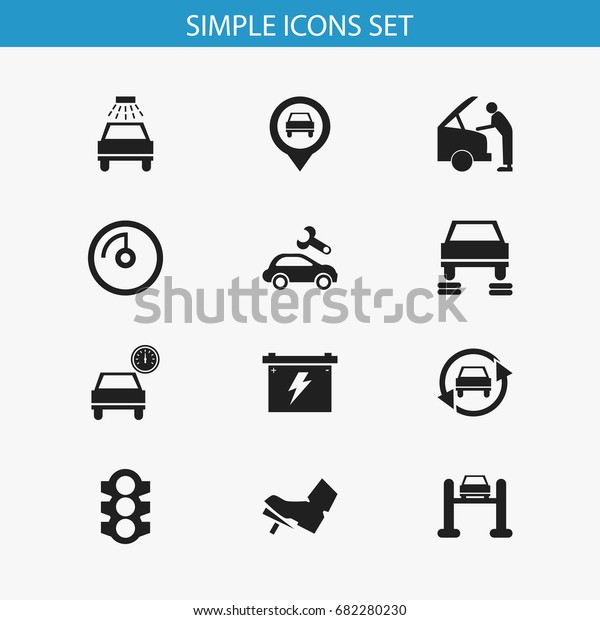 Set 12 Editable Car Icons Includes Stock Vector (Royalty Free) 682280230