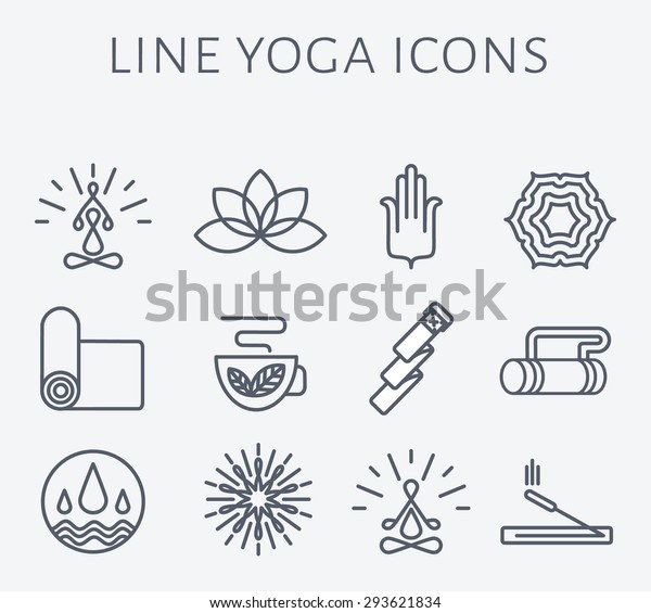 Set 12 Line Yoga Icons Spa Stock Vector (Royalty Free) 293621834