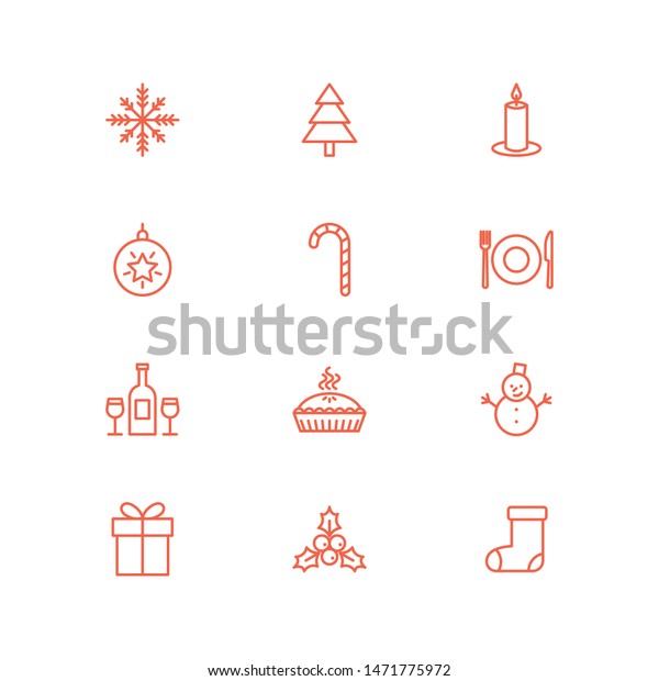 Set 12 Red Christmas Icons Stock Vector (Royalty Free) 1471775972 ...