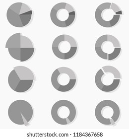 Set 12 Round Grayscale Diagrams Infographicsdaigaram Stock Vector ...
