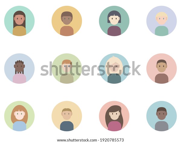 Set 12 Round Minimalist Avatars Circular Stock Vector (Royalty Free ...