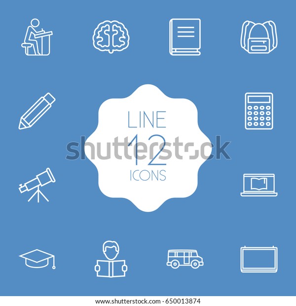 Set 12 Studies Outline Icons Setcollection Stock Vector (Royalty Free ...