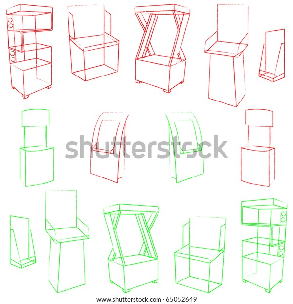 Set 14 Sketch Red Display Vector Stock Vector (Royalty Free) 65052649 ...