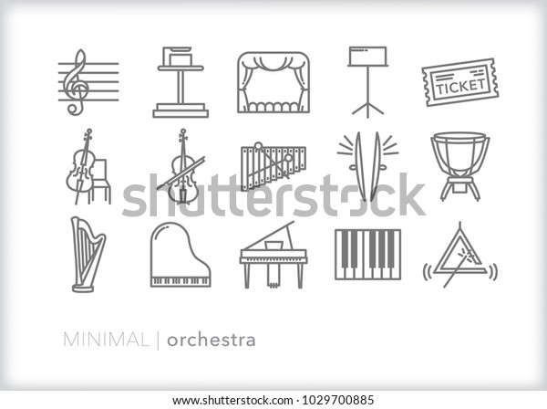 Set 15 Minimal Orchestra Icons Objects: เวกเตอร์สต็อก (ปลอดค่าลิขสิทธิ์ ...