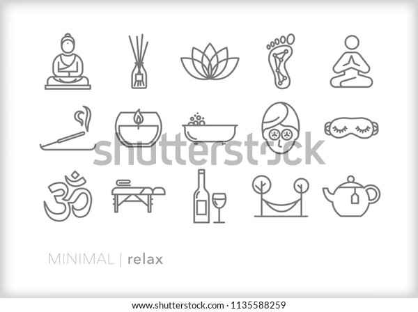 Set 15 Minimal Relax Icons Unwinding Stock Vector (Royalty Free ...