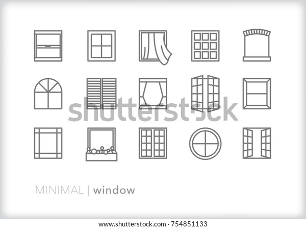 Set 15 Minimal Window Icons Showing Stock Vector (Royalty Free ...