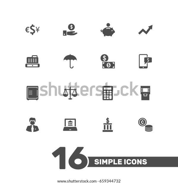Set 16 Budget Icons Setcollection Cashbox Stock Vector (Royalty Free ...