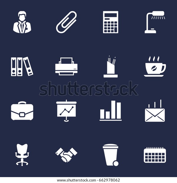Set 16 Bureau Icons Setcollection Office Stock Vector (Royalty Free ...