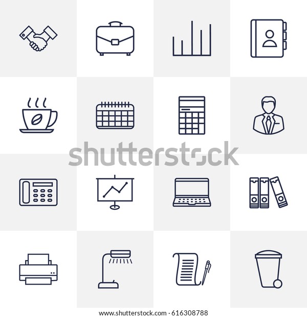 Set 16 Bureau Outline Icons Setcollection Stock Vector (Royalty Free ...