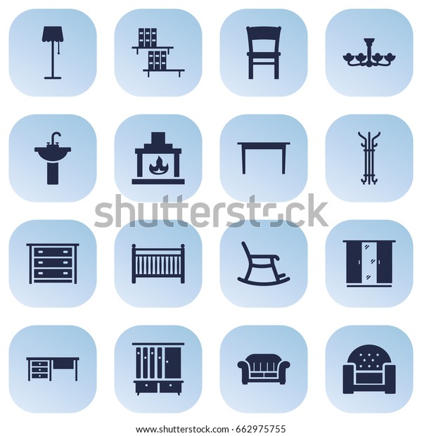 Set 16 Decor Icons Setcollection Worktop Stock Vector (Royalty Free ...