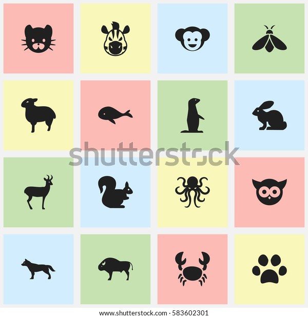 Set 16 Editable Animal Icons Includes Stock Vector (Royalty Free ...