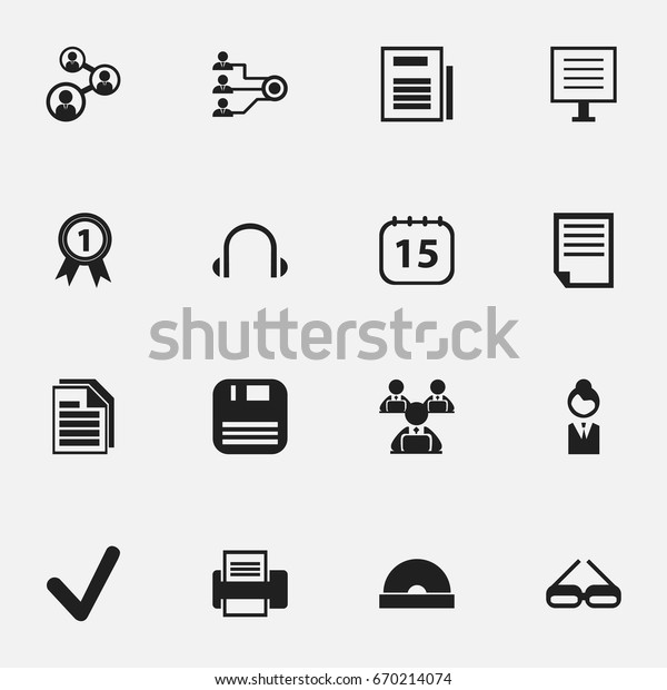 Set 16 Editable Bureau Icons Includes Stock Vector (Royalty Free) 670214074