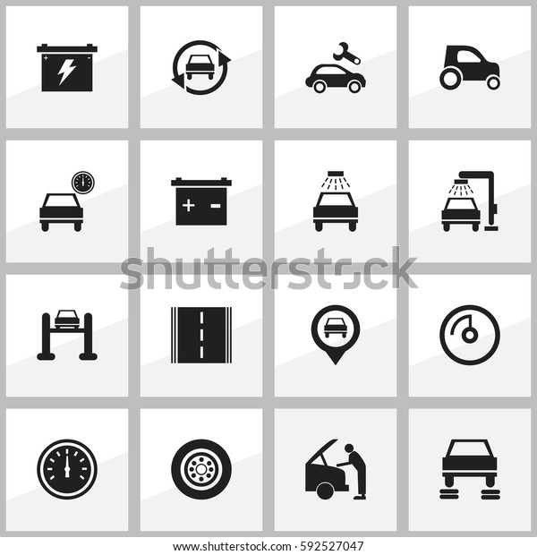 Set 16 Editable Car Icons Includes Stock Vector (Royalty Free ...