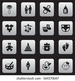 Set 16 Editable Child Icons Includes Stock Vector (Royalty Free ...