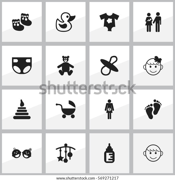 Set 16 Editable Child Icons Includes Stock Vector (Royalty Free ...