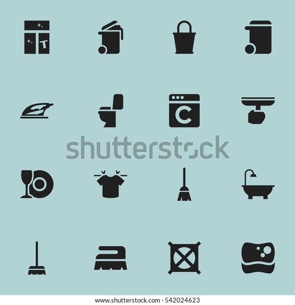 Set 16 Editable Cleanup Icons Includes Stock Vector (Royalty Free ...