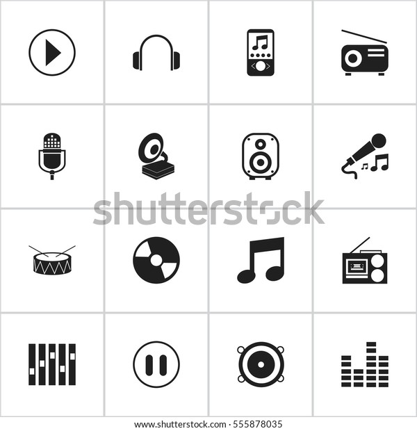 Set 16 Editable Song Icons Includes Stock Vector (Royalty Free) 555878035