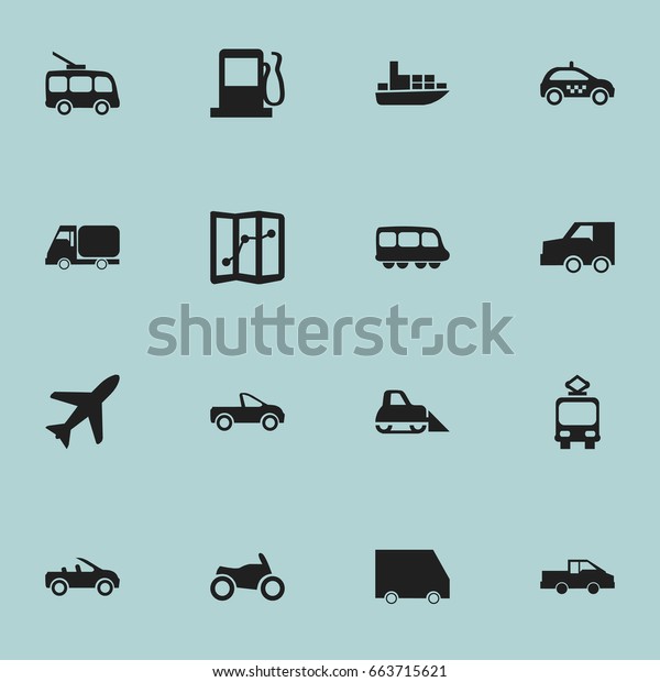 Set 16 Editable Transportation Icons Includes Stock Vector (Royalty ...