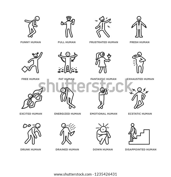 Set 16 Feelings Linear Icons Such Stock Vector (Royalty Free) 1235426431