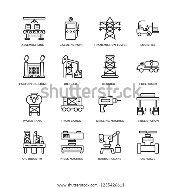 Set 16 Industry Linear Icons Such Stock Vector (Royalty Free) 1235426611