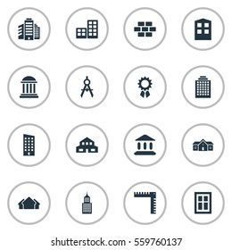 Set 16 Simple Architecture Icons Can Stock Vector (Royalty Free ...