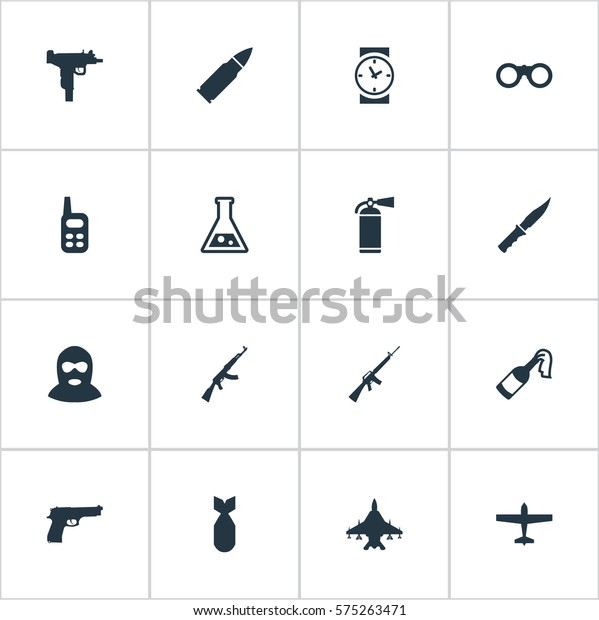 Set 16 Simple Battle Icons Can Stock Vector (Royalty Free) 575263471 ...