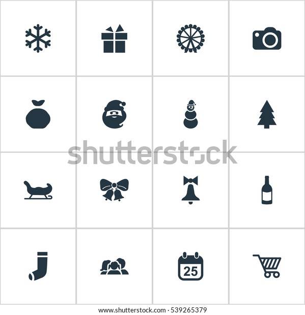 Set 16 Simple Christmas Icons Can Stock Vector (Royalty Free) 539265379 ...