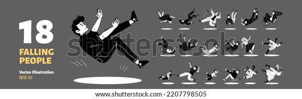 Set 18 People Falling Young Senior Stock Vector (Royalty Free ...