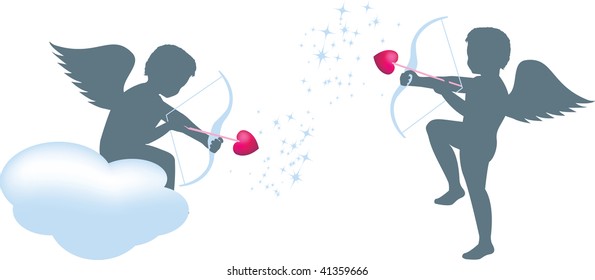Set 2 Different Cupids Shooting Arrows Stock Vector (Royalty Free ...