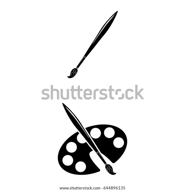 Set 2 Vectors Pictogram Paint Brush Stock Vector (Royalty Free ...