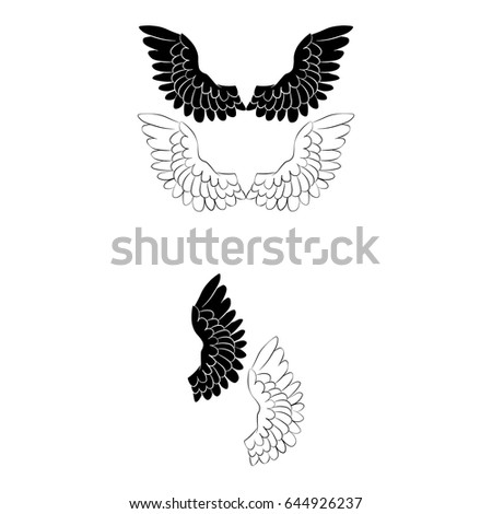 Set 2 Vectors Pictogram White Wings 스톡 벡터(사용료 없음) 644926237 - Shutterstock