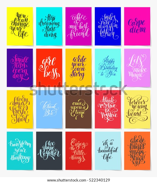Set 20 Calligraphy Posters Hand Lettering Stock Vector (Royalty Free ...