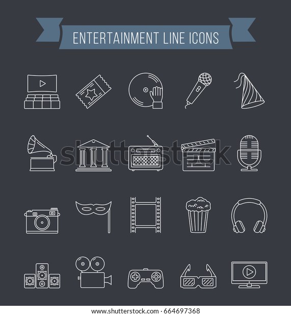 Set 20 Entertainment Line Icons Vector Stock Vector (Royalty Free ...