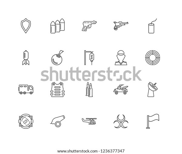 Set 20 Linear Army Icons Such Stock Vector (Royalty Free) 1236377347