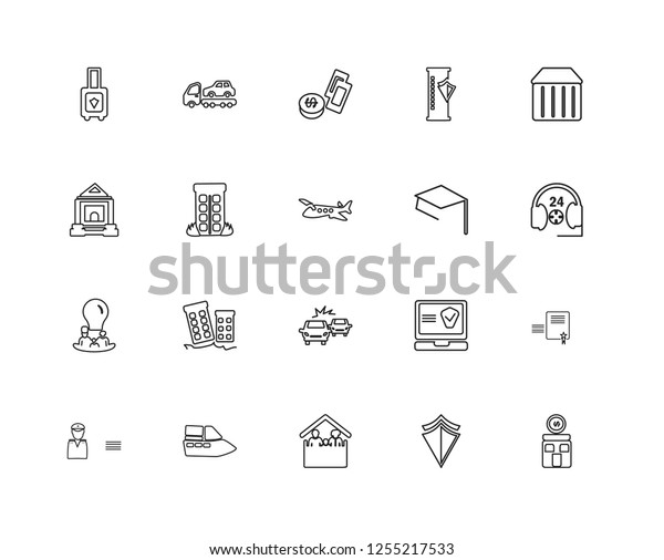 Set 20 Linear Insurance Icons Such Stock Vector (Royalty Free) 1255217533