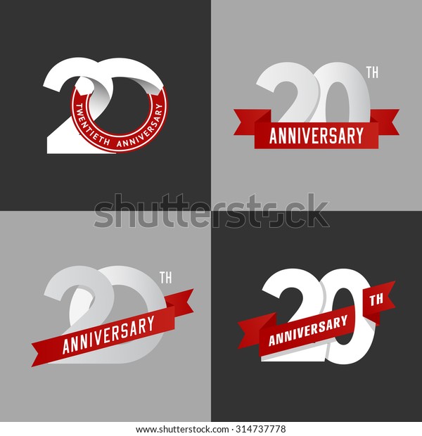 Set 20th Anniversary Signs Different Styles Stock Vector (Royalty Free ...
