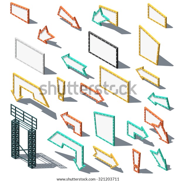 Set 23 Signs Arrow Lights Billboards Stock Vector (Royalty Free ...