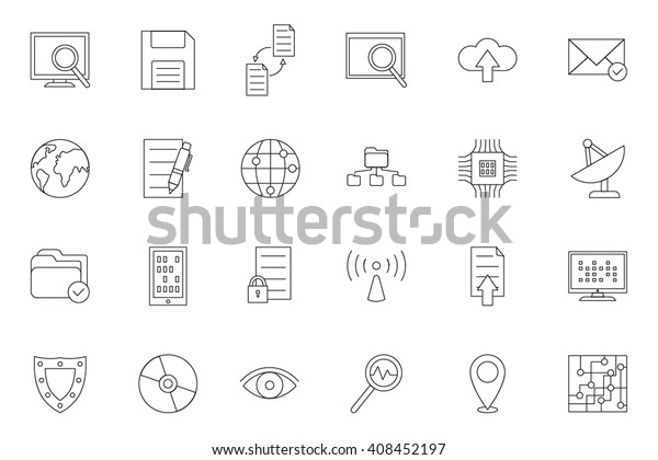 Set 24 Technology Black Icons Stock Vector (Royalty Free) 408452197 ...