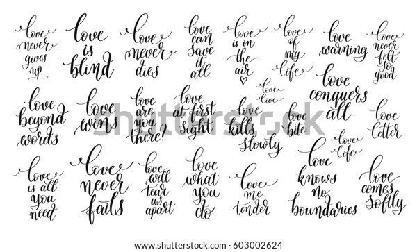 Set 25 Hand Lettering Positive Quotes Stock Vector (Royalty Free) 603002624