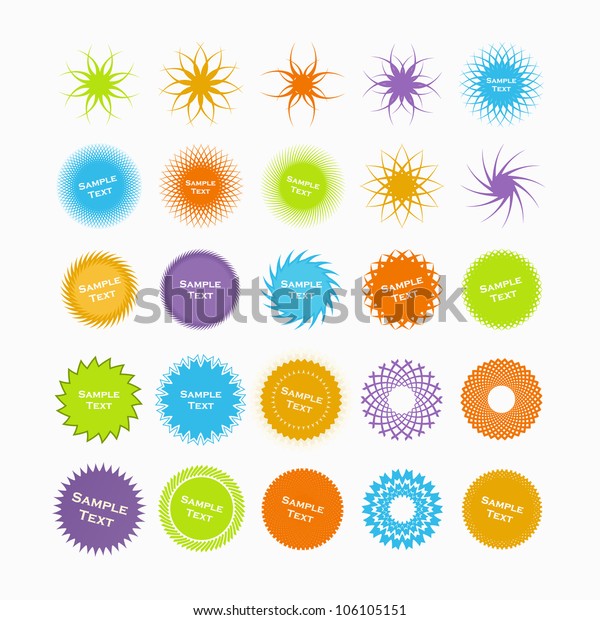 Set 25 Starburst Shapes Stock Vector (Royalty Free) 106105151