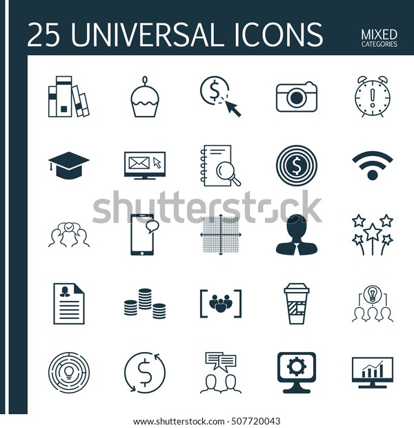 Set 25 Universal Editable Icons Can Stock Vector (Royalty Free ...