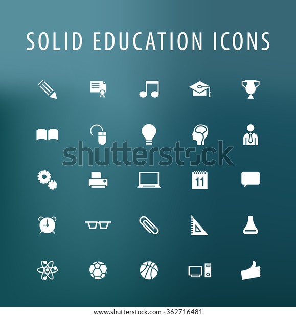 Set 25 Universal Education Icons Isolated Stock Vector (Royalty Free ...